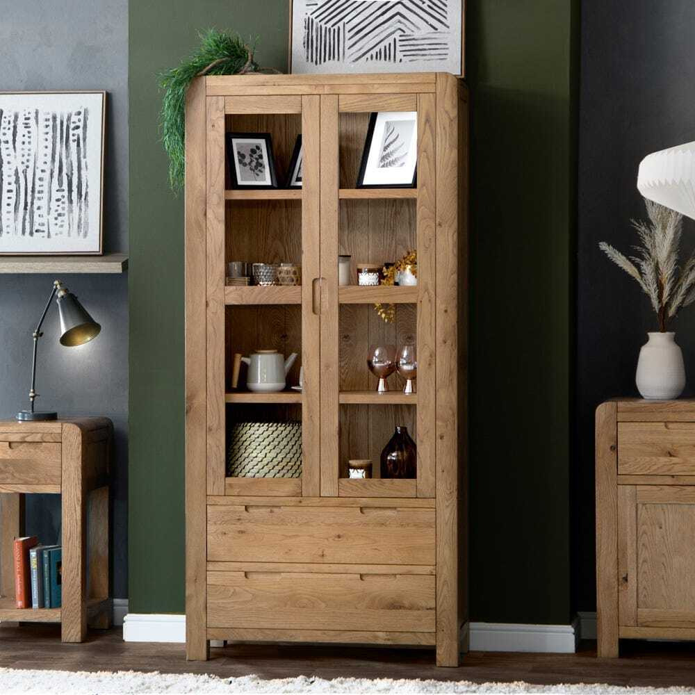 Oslo Chunky Oak Large Display Cabinet by Chiltern Oak Furniture ...
