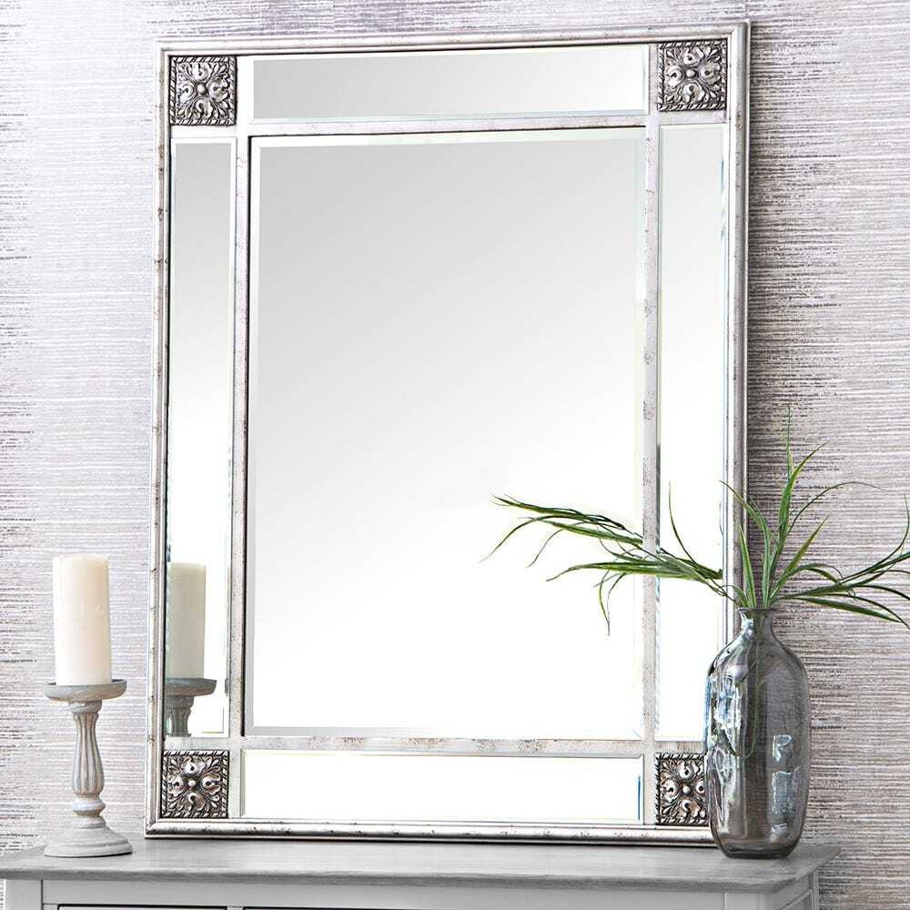 Sienna Silver Frame Rectangular Wall Mirror 80 x 105cm by Chiltern Oak ...