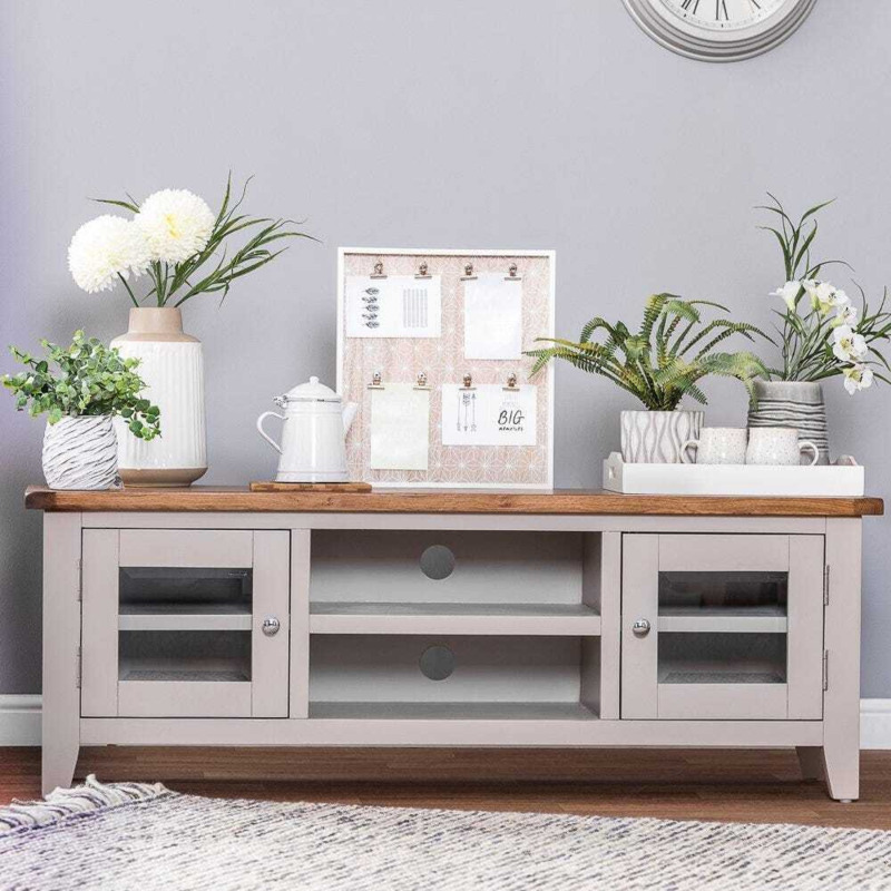 Chester Stone Painted Oak Large TV Unit by Chiltern Oak Furniture ...