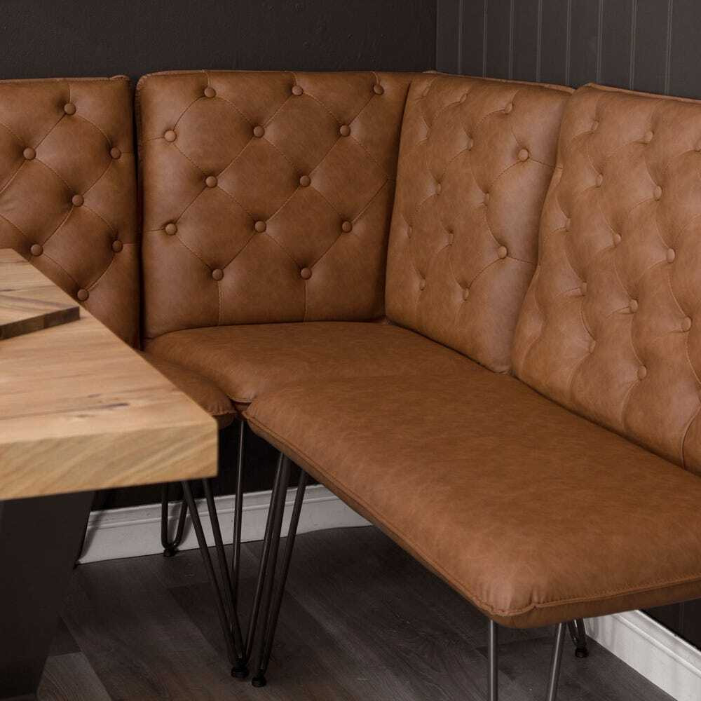 Industrial Tan Studded Back Corner Bench by Chiltern Oak Furniture ...