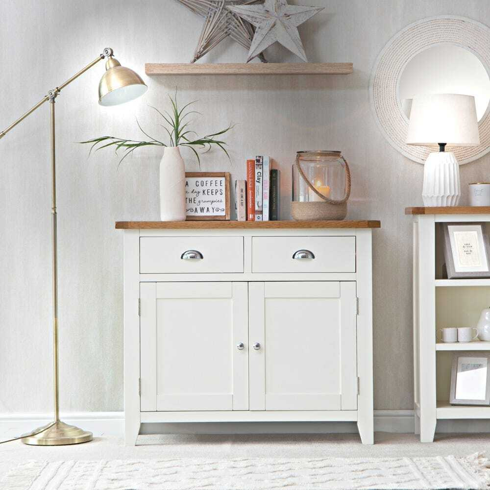 Chester White Painted Oak 2 Door Medium Sideboard by Chiltern Oak ...