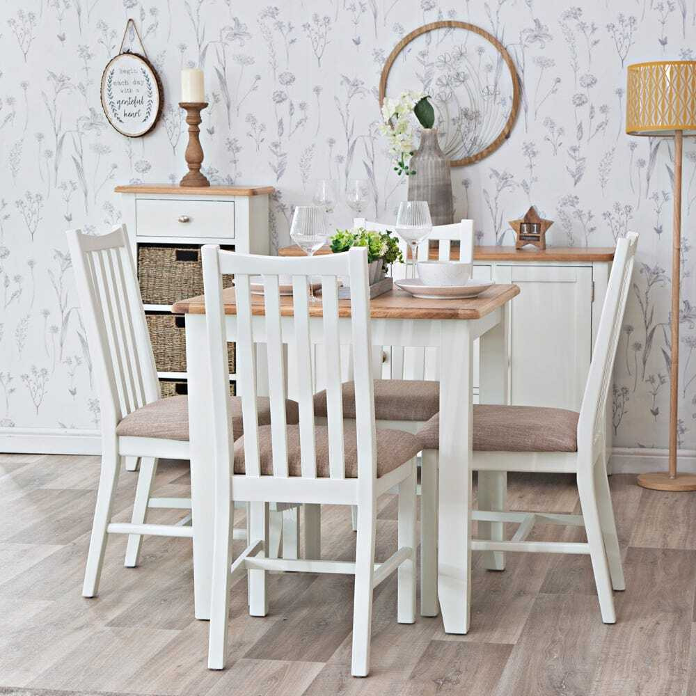 Gloucester White Painted Square Fixed Top Dining Table by Chiltern Oak ...