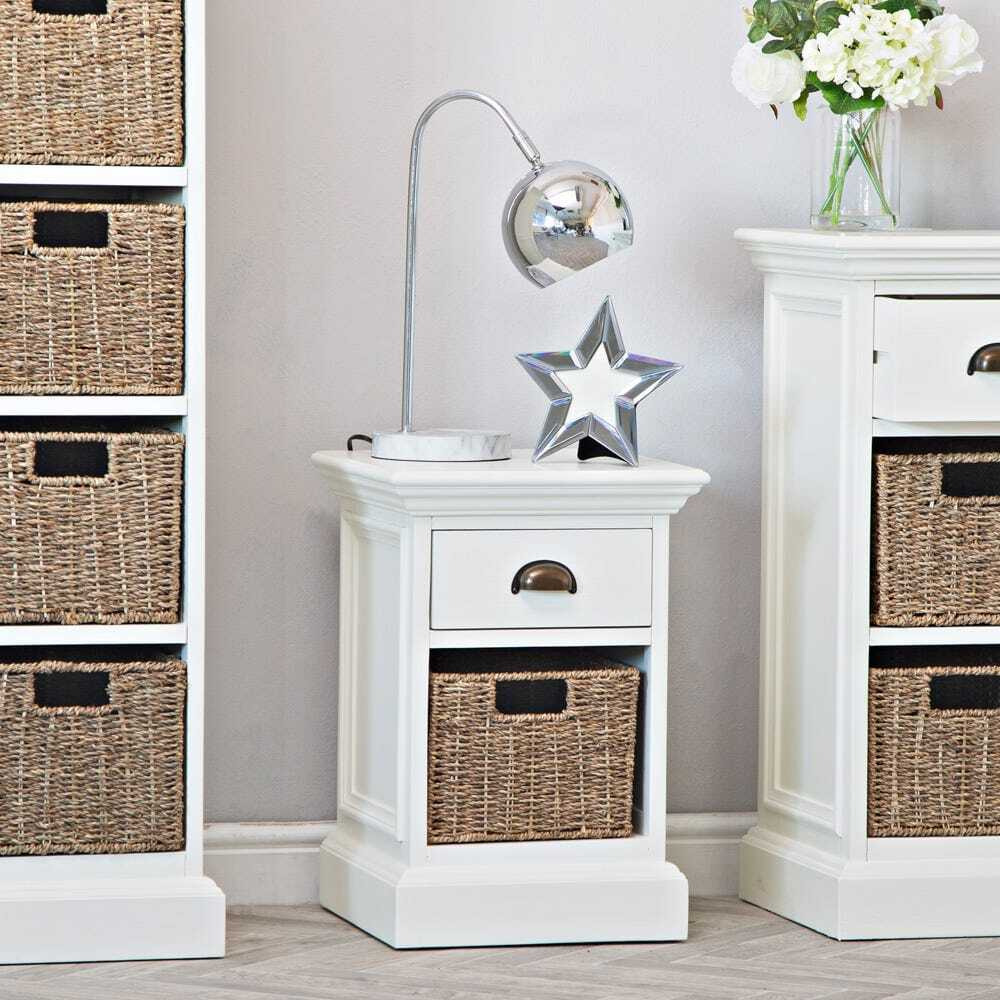 Monaco White Wicker 1 Drawer 1 Wicker Basket Unit by Chiltern Oak ...