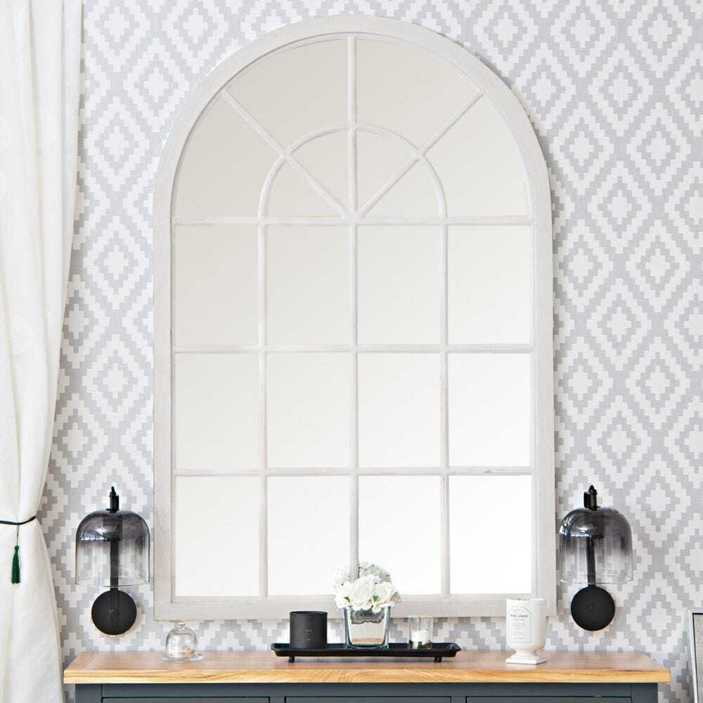 Toulouse Small White Arched Window Mirror 90 x 135cm by Chiltern Oak ...