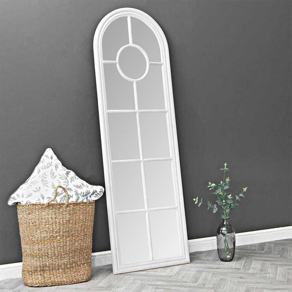 Rouen Narrow White Arched Window Hallway Mirror 60 x 180cm by Chiltern ...