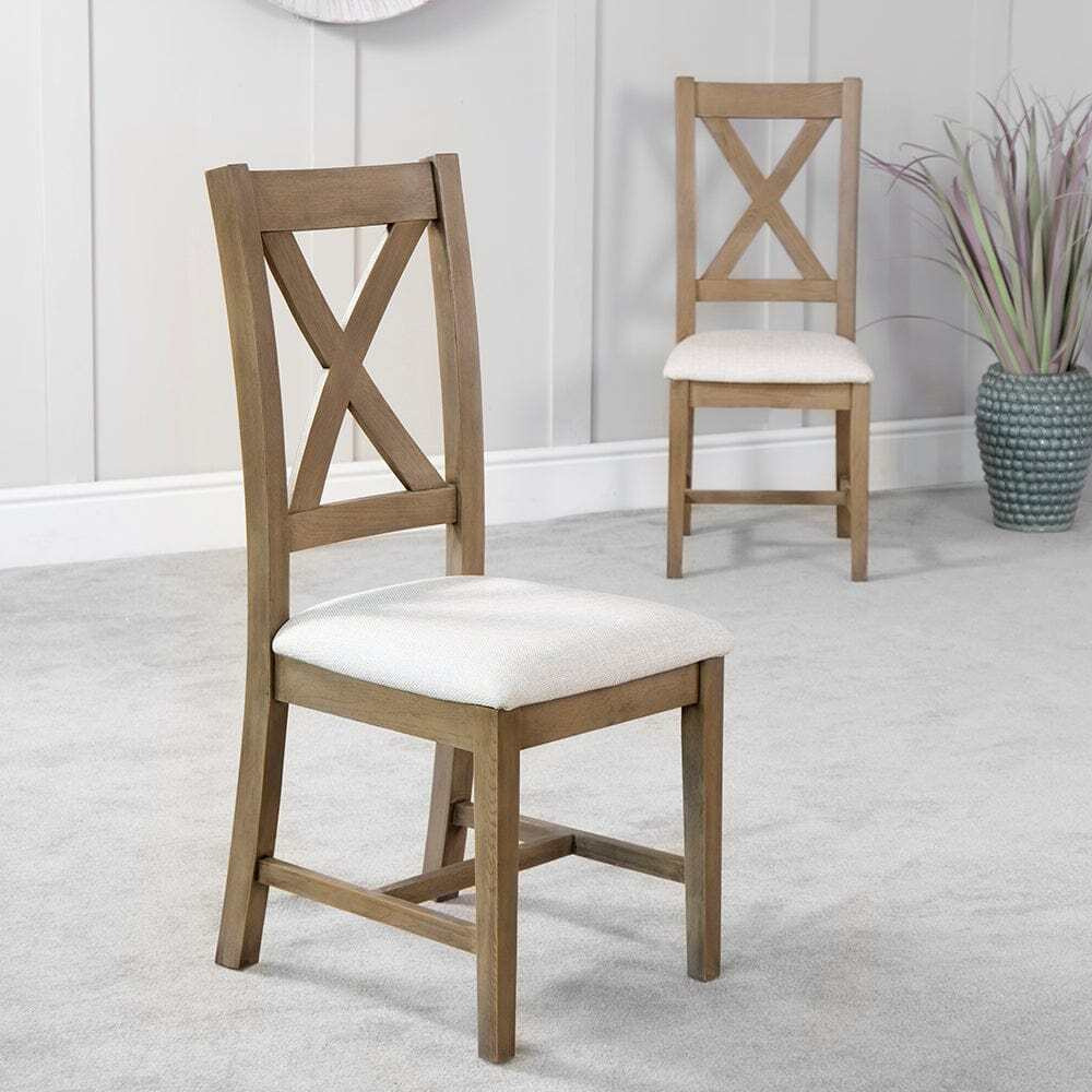 Falmouth Oak Cross Back Chair With Fabric Seat by Chiltern Oak ...