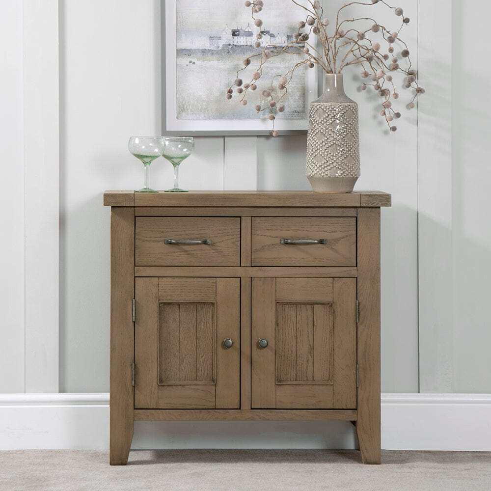Falmouth Oak 2 Door Mini Sideboard by Chiltern Oak Furniture | ufurnish.com
