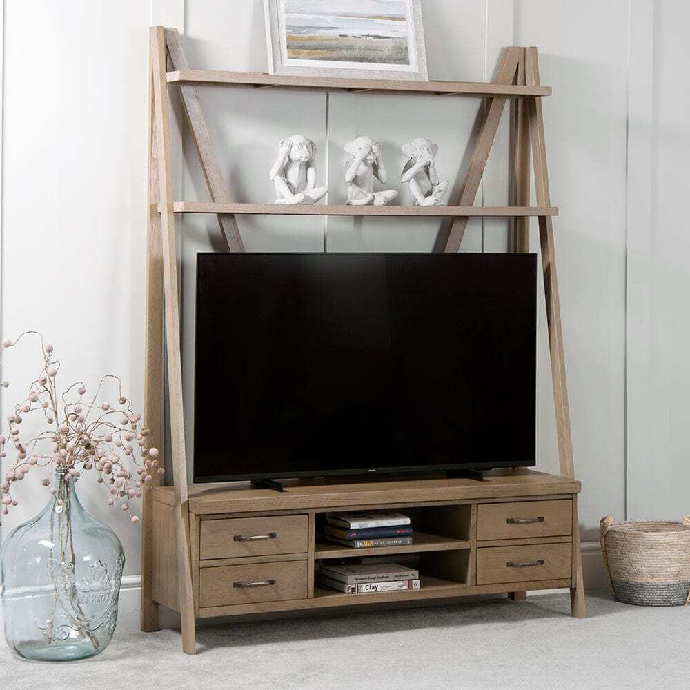 Falmouth Oak Bookcase TV Unit by Chiltern Oak Furniture | ufurnish.com
