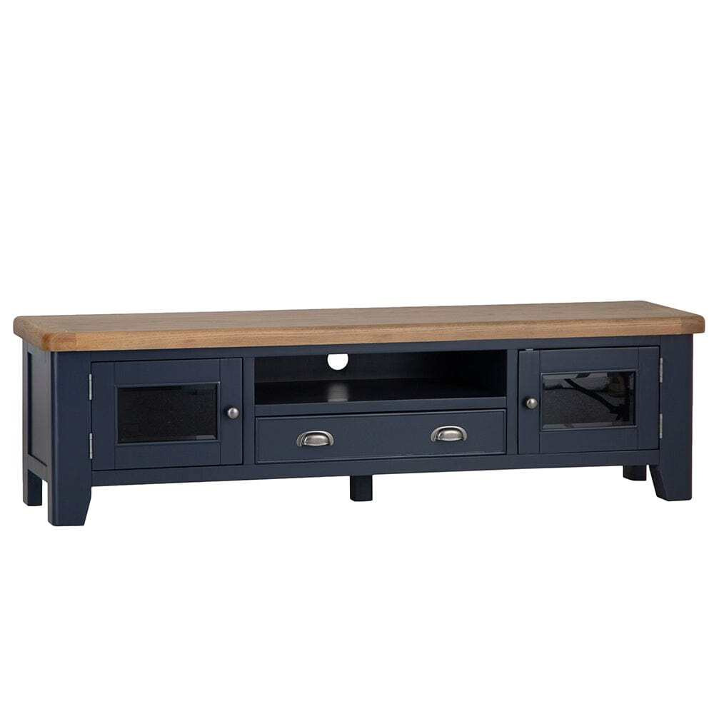 Wessex Smoked Oak Blue Painted Extra Large TV Unit by Chiltern Oak ...