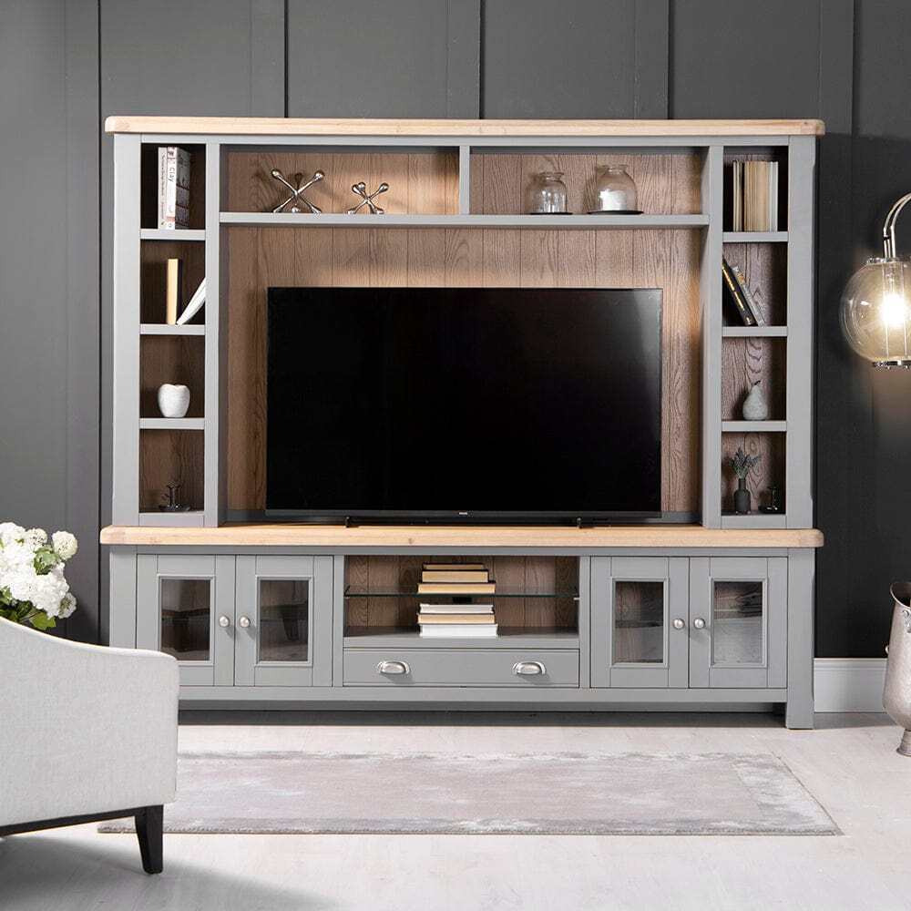 Dorset Storm Grey Painted Oak TV Storage Unit (Top Only) by Chiltern ...