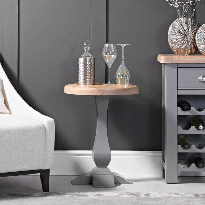 Dorset Storm Grey Painted Oak Round Wine Table by Chiltern Oak ...