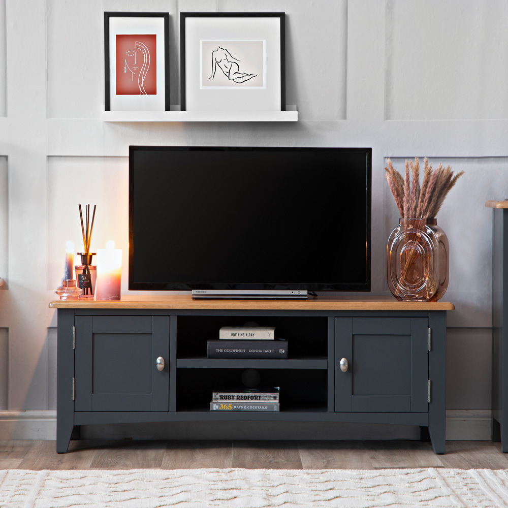 Gloucester Midnight Grey Painted Large TV Unit by Chiltern Oak ...