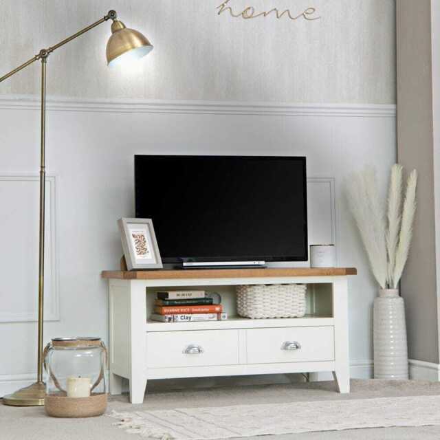 Chester White Painted Oak Small TV Unit by Chiltern Oak Furniture ...