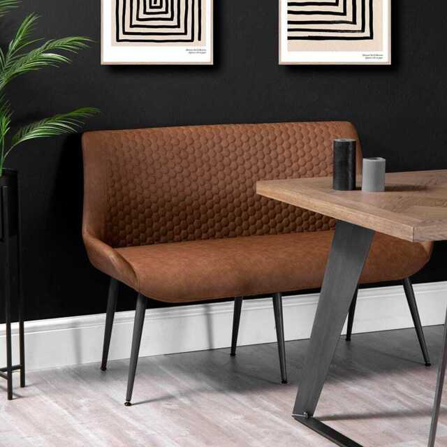 Industrial Tan 130cm Honeycomb Pattern Bench by Chiltern Oak Furniture ...