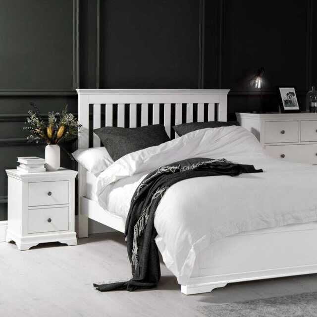 Florence White Painted King Size Bed Frame Low Panelled Footboard by ...