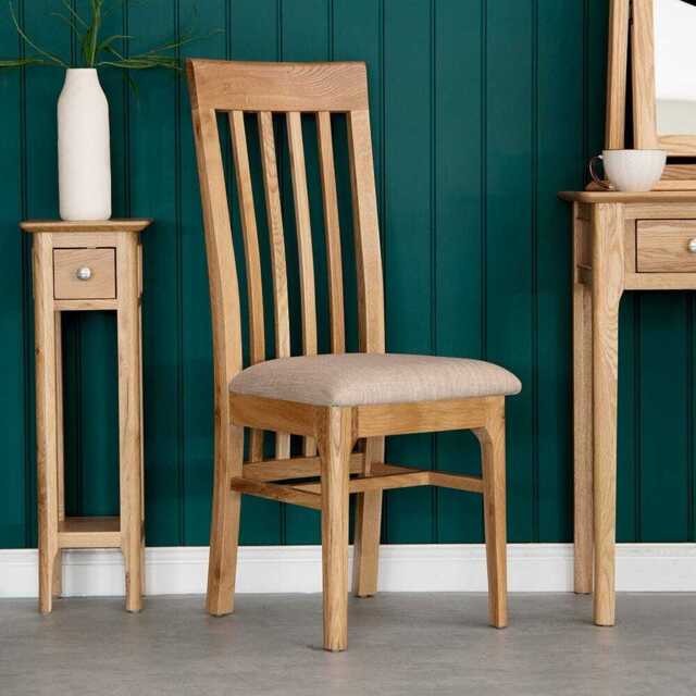 Bergen Oak Rail Back Chair Fabric Seat by Chiltern Oak Furniture ...