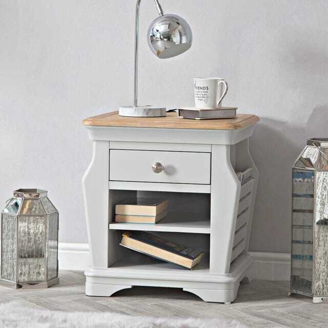 Ashbourne Grey Painted Lamp Table With Magazine Holder by Chiltern Oak ...