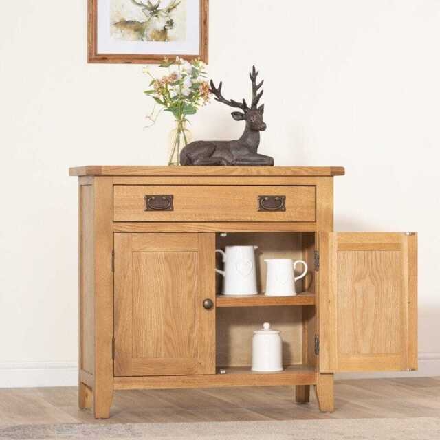 Rustic Oak 2 Door Small Sideboard by Chiltern Oak Furniture | ufurnish.com