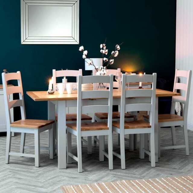 Salisbury Grey Painted Oak 1.2m Butterfly Extending Dining Table by ...