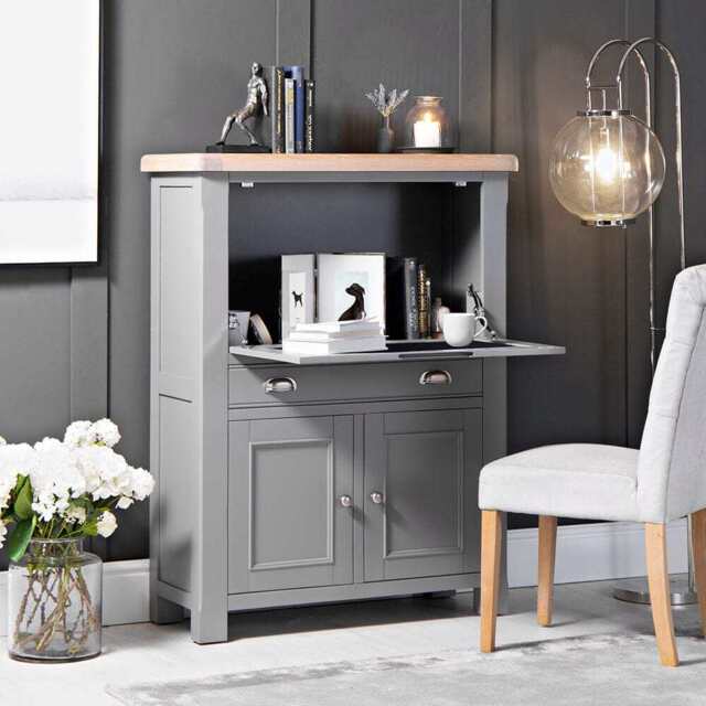 Dorset Storm Grey Painted Oak Writing Bureau by Chiltern Oak Furniture ...