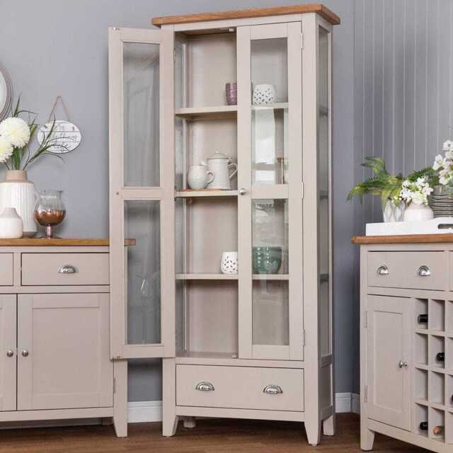 Chester Stone Painted Oak Glass Display Cabinet by Chiltern Oak ...