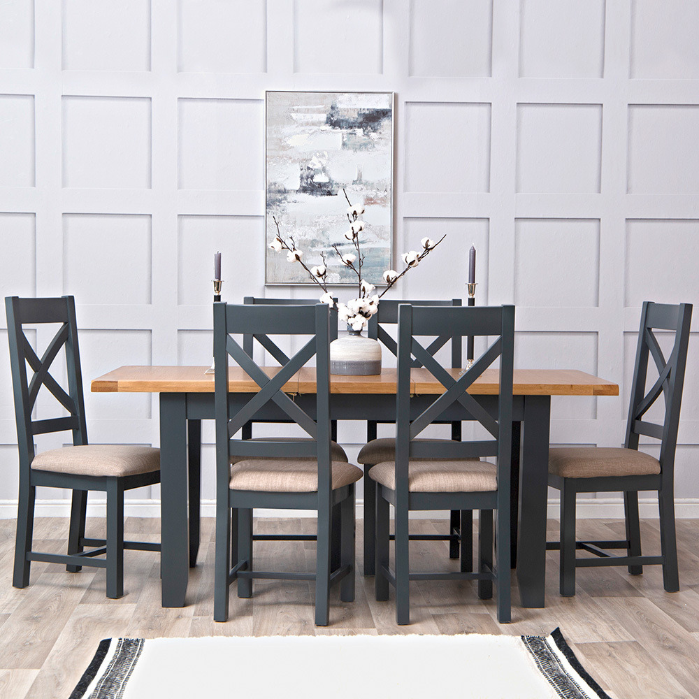 Hampshire Blue Painted Oak Medium Extending Dining Table by Chiltern ...