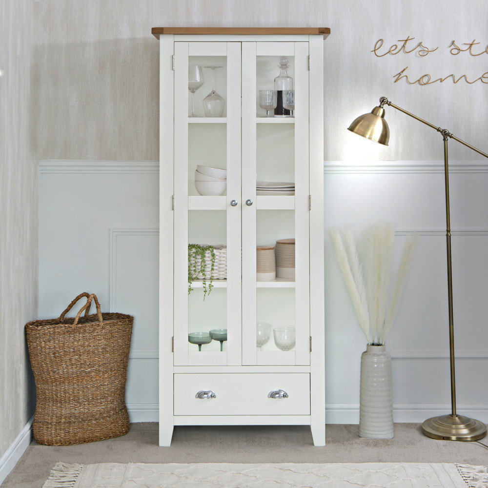 Chester White Painted Oak Glass Display Cabinet by Chiltern Oak ...
