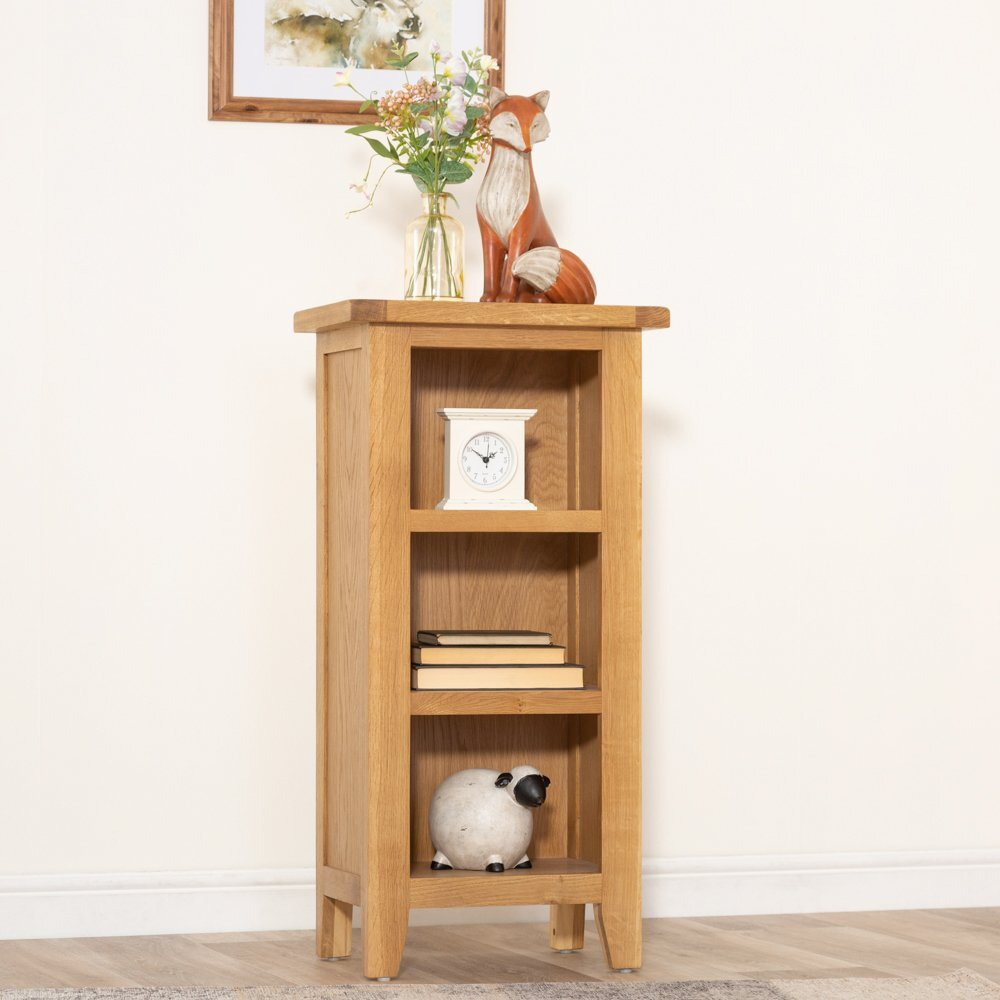 Rustic Oak Small Narrow Bookcase by Chiltern Oak Furniture | ufurnish.com
