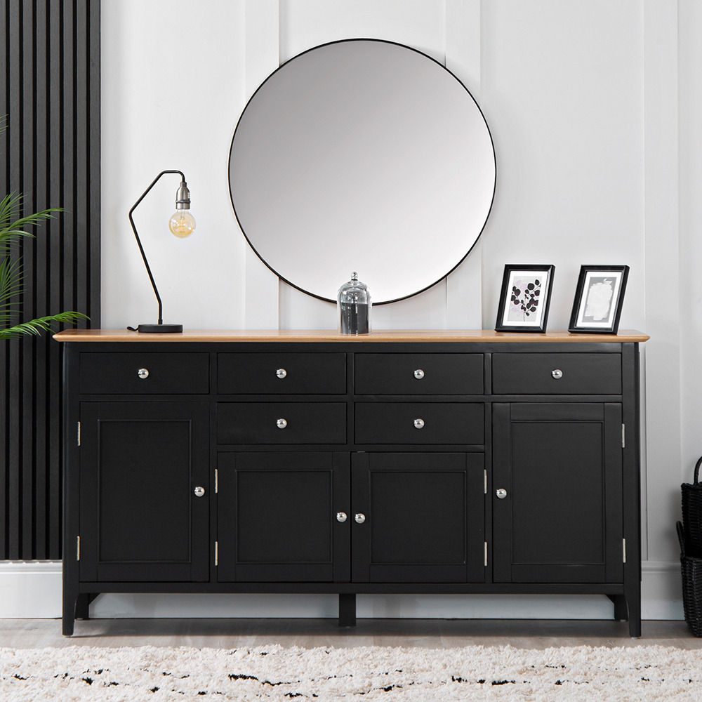 Bergen Black Painted Oak 4 Door 6 Drawer Extra Large Sideboard by ...