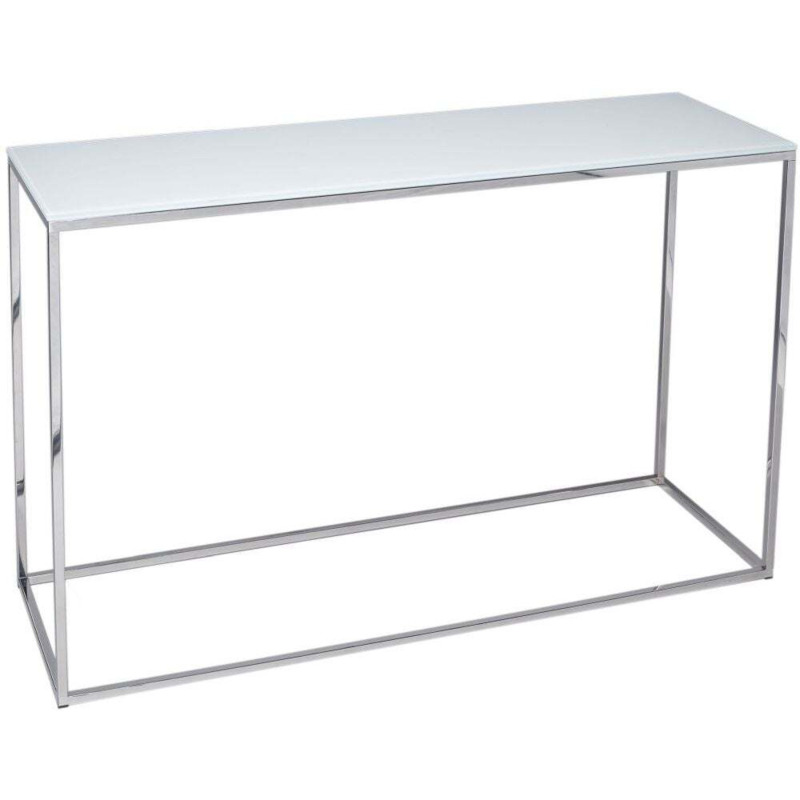Gillmore Space Kensal White Glass and Stainless Steel Console Table by ...