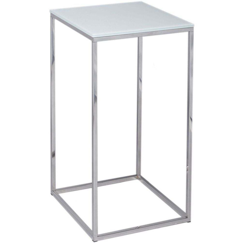 Gillmore Space Kensal White Glass and Stainless Steel Square Lamp Stand ...