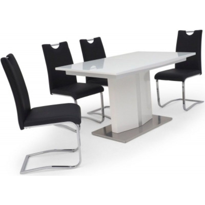 Dowell White High Gloss Butterfly Extending Dining Table and 4 Gabi Chairs by Choice Furniture ...