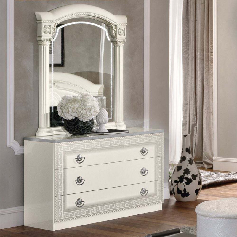 Camel Aida White and Silver Italian Single Dresser by Choice Furniture ...