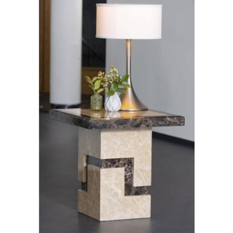 Venice Marble Side Table Cream Square Top with Pedestal Base by Choice ...