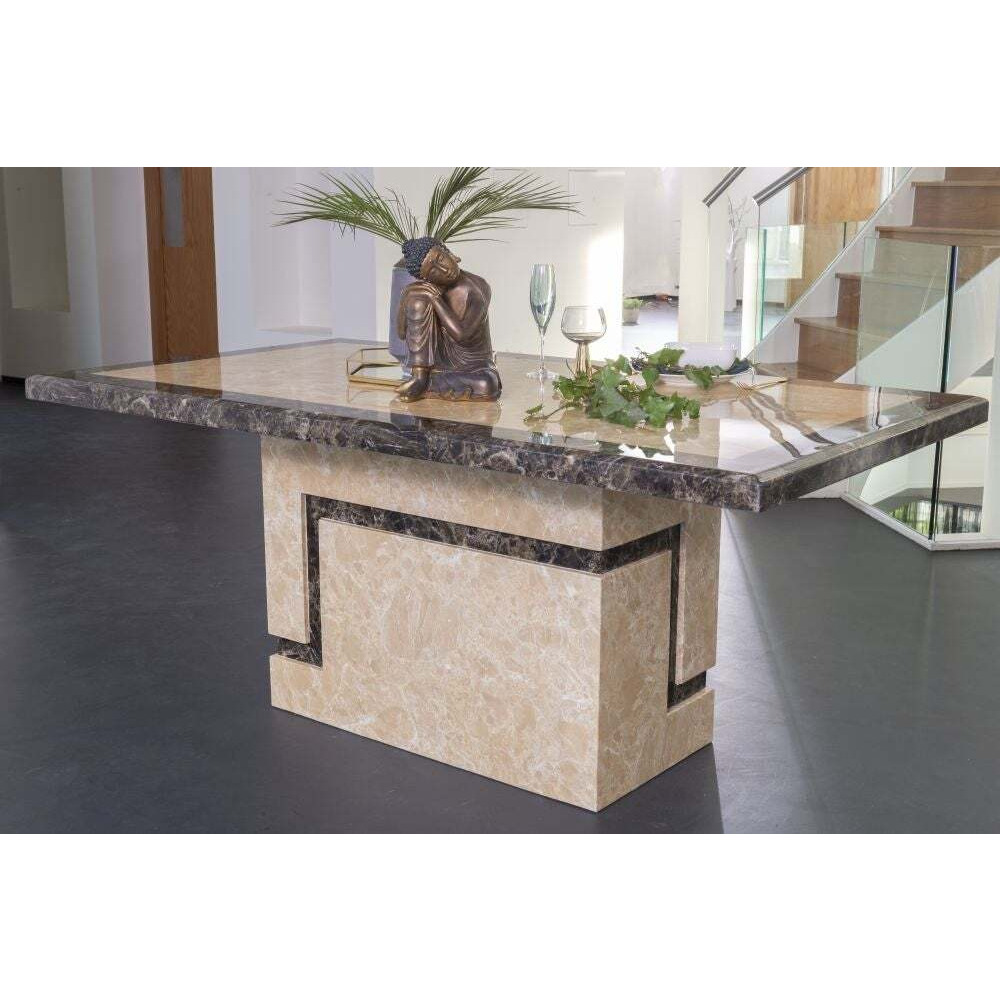 Venice Marble Dining Table Cream 200cm Seats 8 Diners Rectangular Top ...