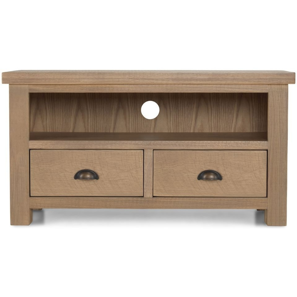 Bourg Rough Sawn Oak TV Unit, 100cm W with Storage for Television Upto ...