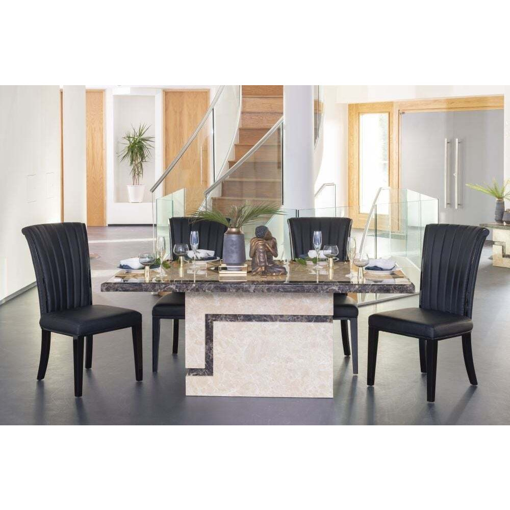 Venice Marble Dining Table Set for 8 Diners 200cm Rectangular Cream Top ...