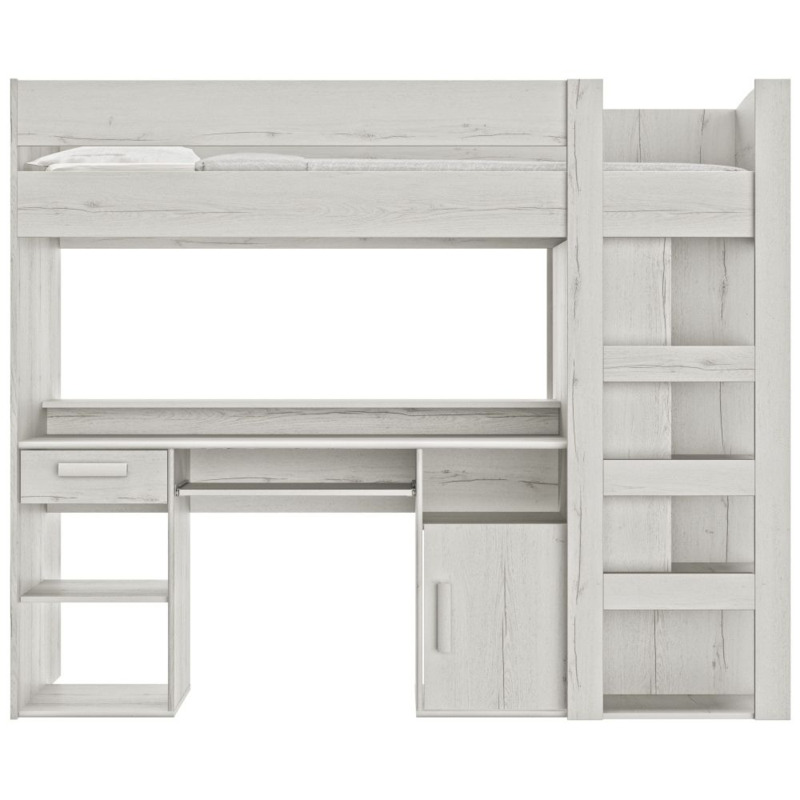 Gami Montana Whitewashed Helvezia Oak Mezzanine High Sleeper Bed by ...
