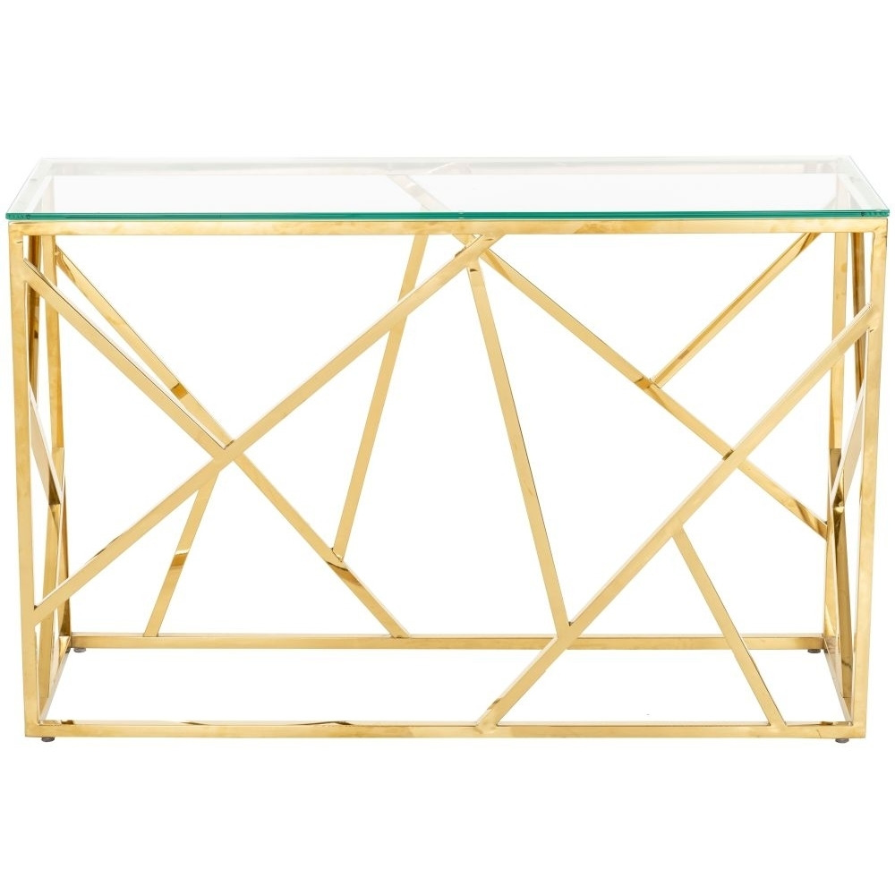 Clearance - Urban Deco Maze Glass and Gold Console Table by Choice ...