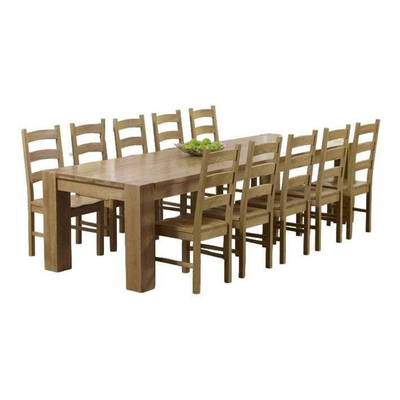 Danna Oak Extra Large Dining Table and 6 Amelia Timber Seat Chairs by ...