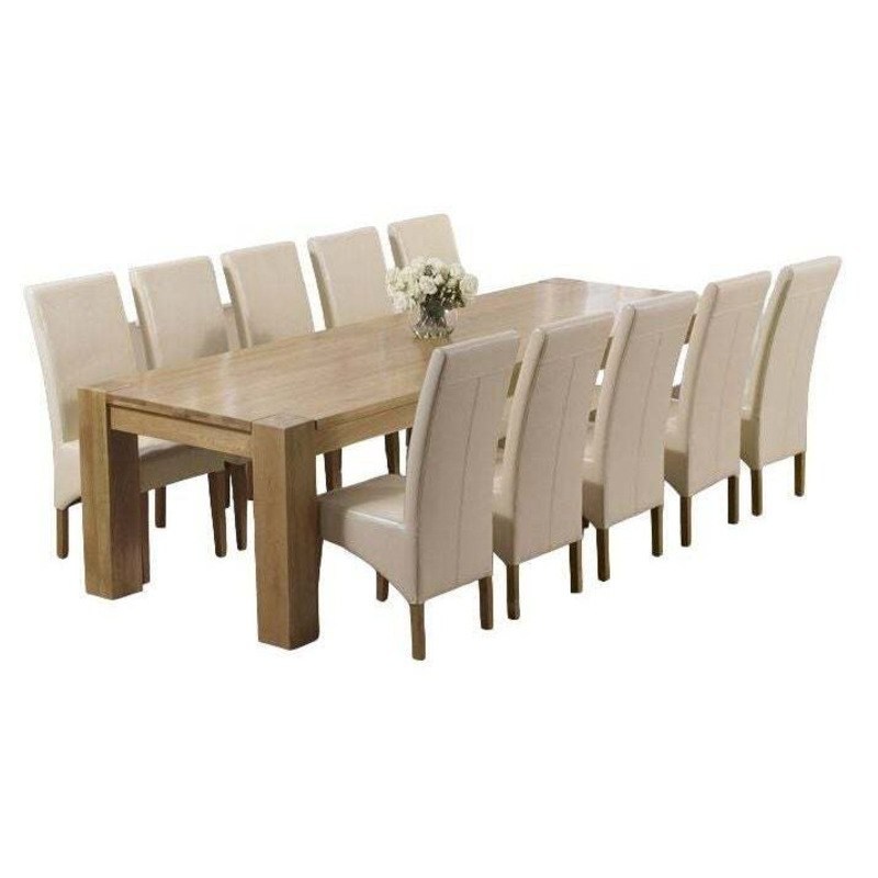 Danna Oak Extra Large Dining Table and 6 Elizabeth Cream Chairs by ...