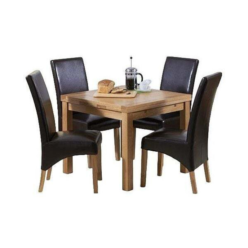 Esme Oak Square Extending Dining Table and 4 Elizabeth Brown Bycast ...