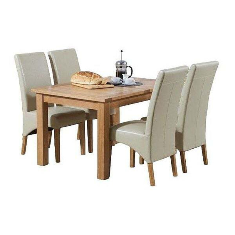 Esme Oak Extending Large Dining Table and 4 Elizabeth Cream Bycast ...