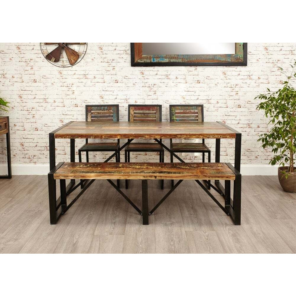 Somerford Reclaimed Wood Large Dining Table with 4 Chairs and Bench by ...