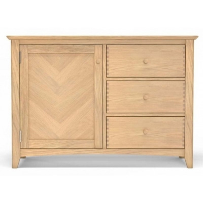 Celina Parquet Style Light Oak Small Sideboard, 100cm W with 1 Parquet ...