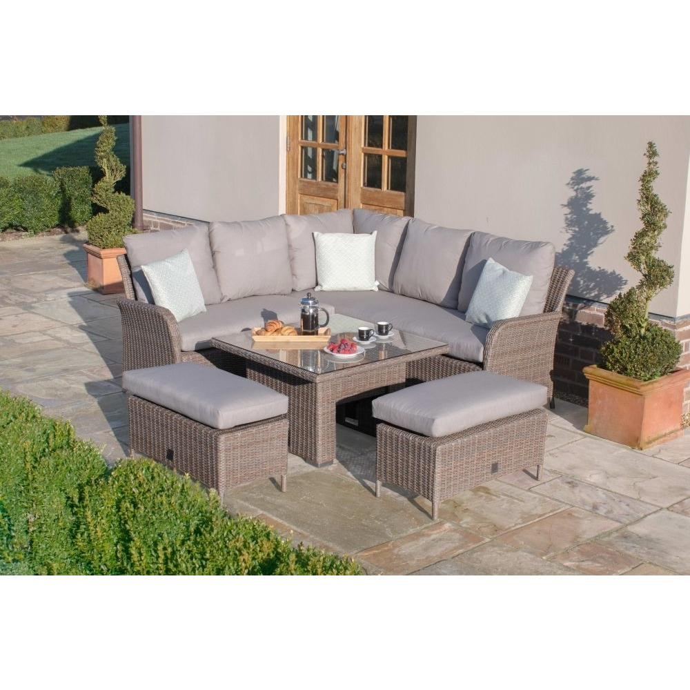 Maze Harrogate Square Rattan Corner Dining Set with Rising Table and ...