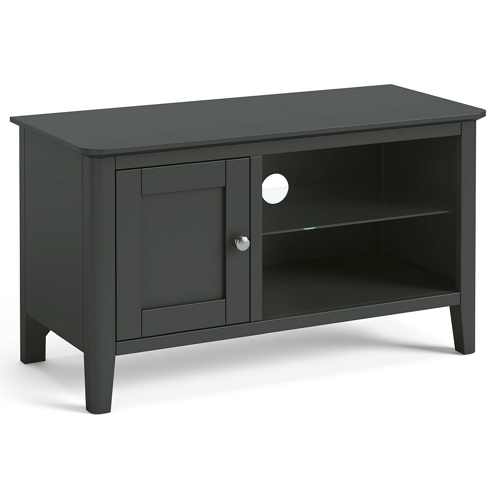 Arundel Charcoal Black Small TV Unit, 90cm with Storage for Television ...