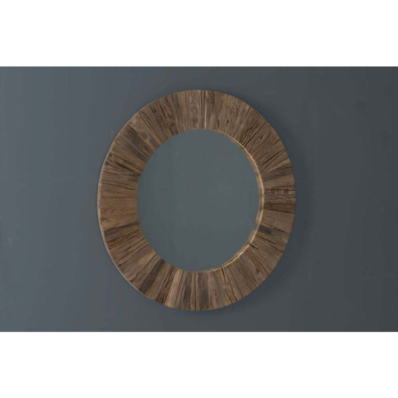 Railway Sleeper Wall Mirror, Round 80cm Large, Made from Reclaimed Wood ...