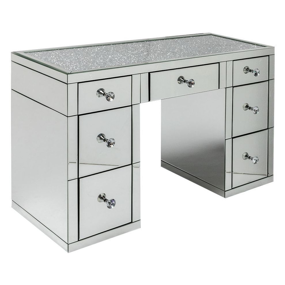 Danville Crushed Diamond Mirrored 7 Drawer Dressing Table by Choice ...