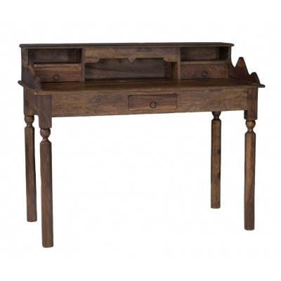 Clearance - Ganga Sheesham Writing Desk, Indian Wood 115cm - 3 Drawers ...